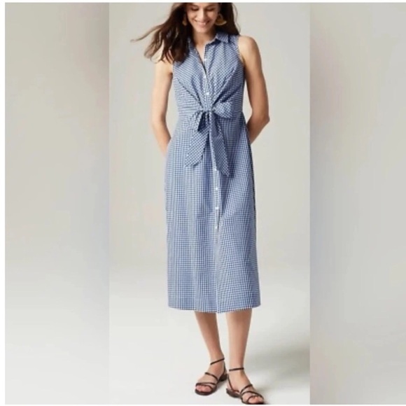 J. Jill | Dresses | J Jill Blue Gingham Tiefront Midi Dress Cotton ...
